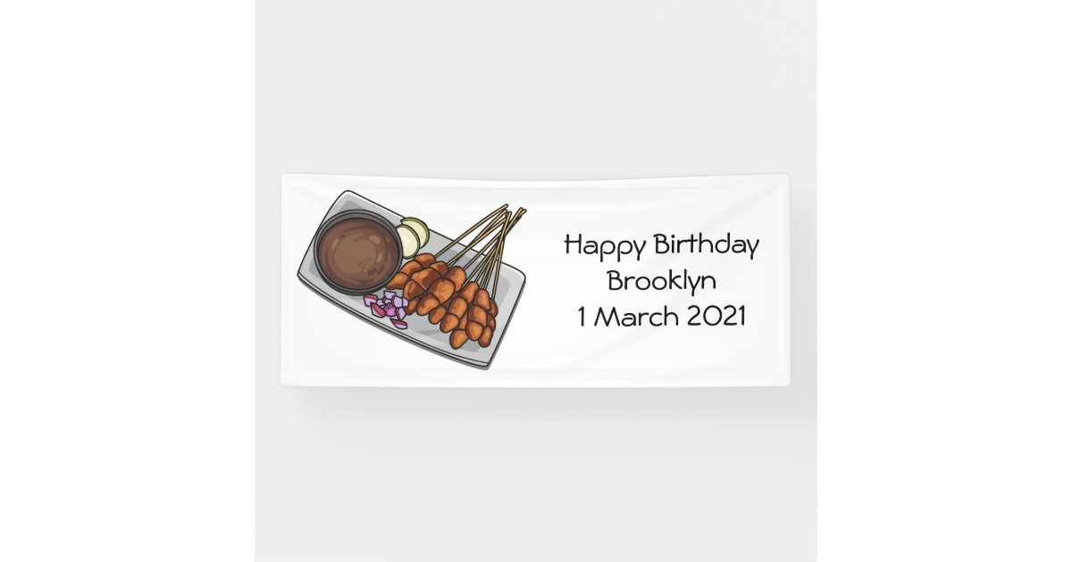 Satay cartoon illustration banner | Zazzle