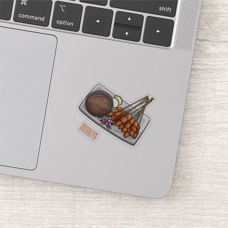 Satay cartoon illustration sticker | Zazzle