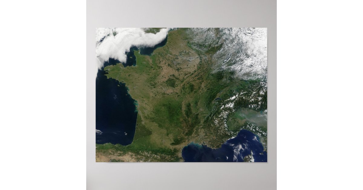 Satellite view of France Poster | Zazzle