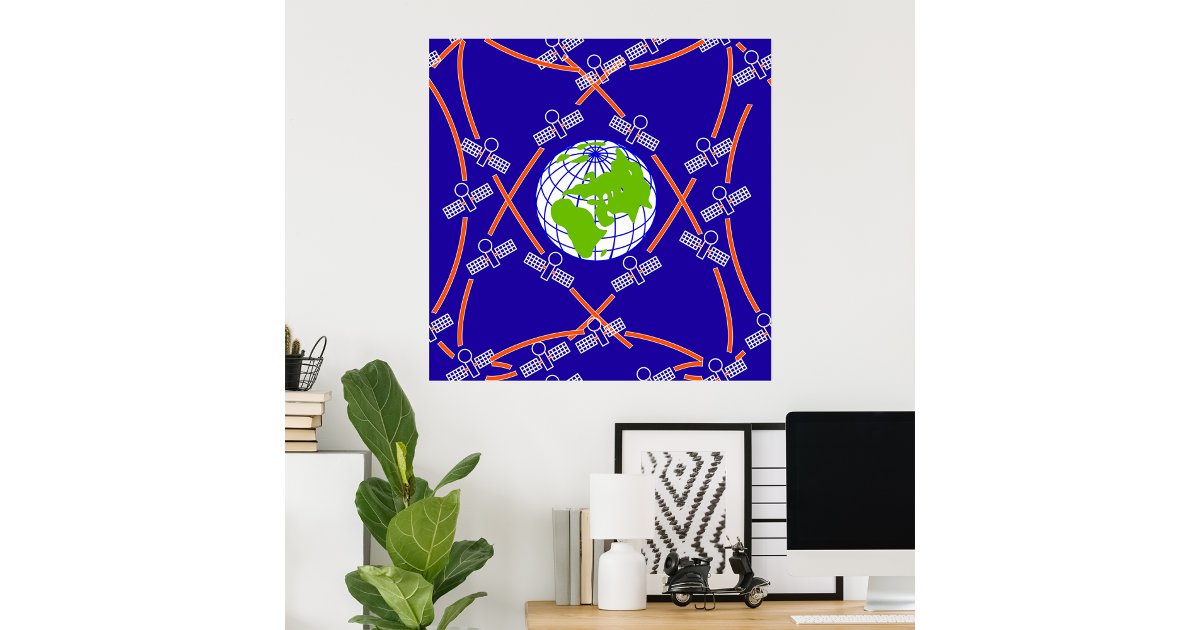 Satellites Orbiting Earth Poster | Zazzle
