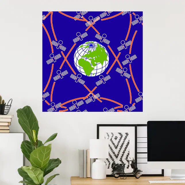 Satellites Orbiting Earth Poster | Zazzle