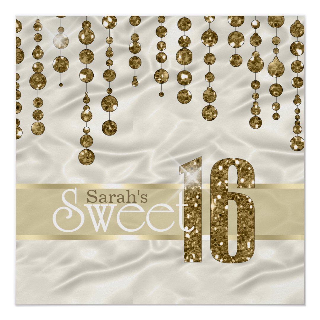 Satin Jewel Sweet Sixteen Gold ID260 Poster | Zazzle