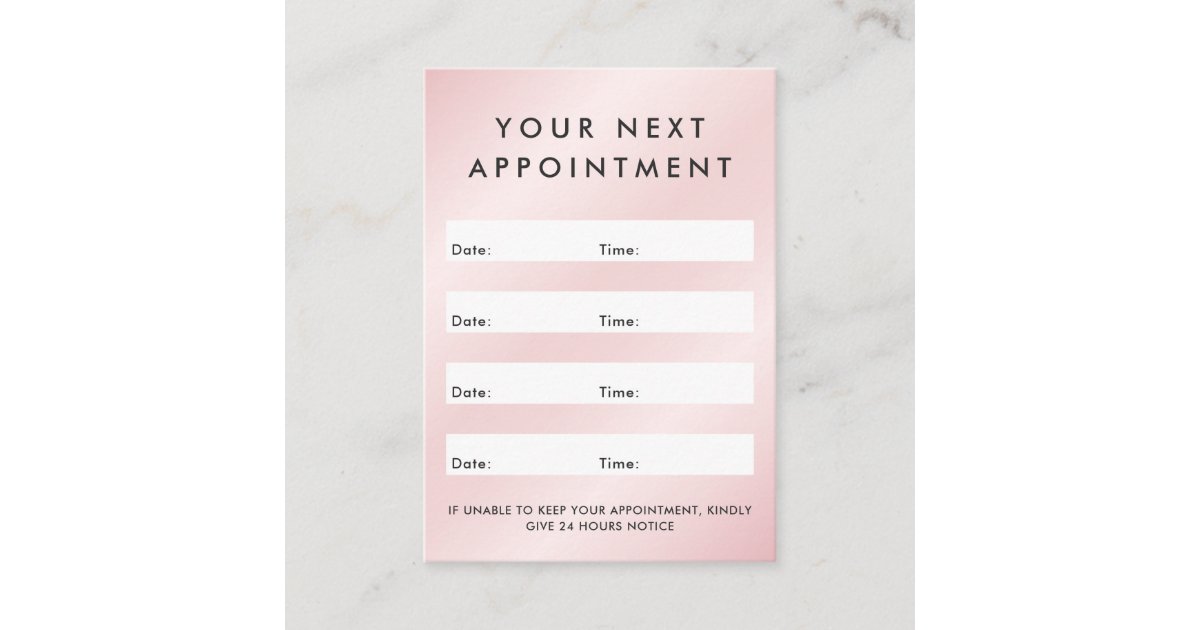 Satin pink custom logo vertical appointment card | Zazzle