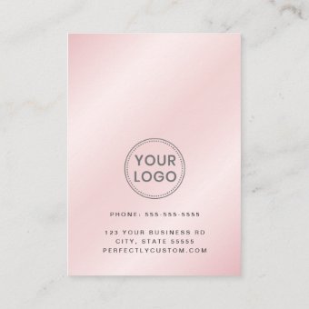 Satin pink custom logo vertical appointment card | Zazzle