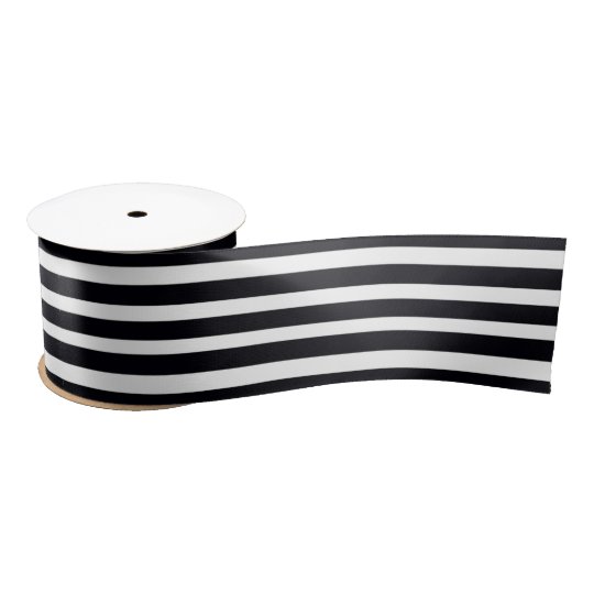 Satin Ribbon 3 inch Wide Chic Black White Stripes | Zazzle.com