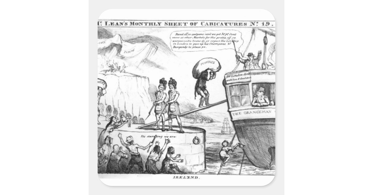 Satirical Cartoon About the State of Ireland Square Sticker | Zazzle
