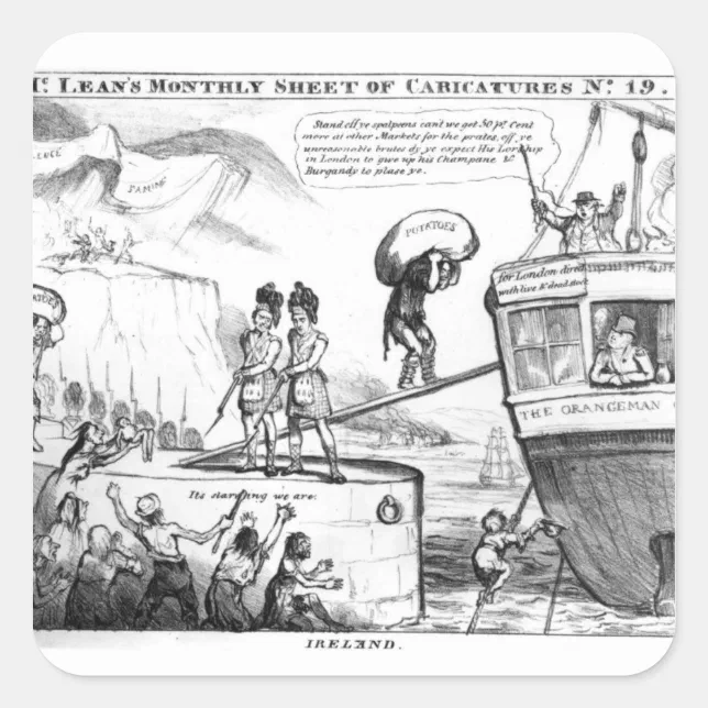 Satirical Cartoon About the State of Ireland Square Sticker | Zazzle