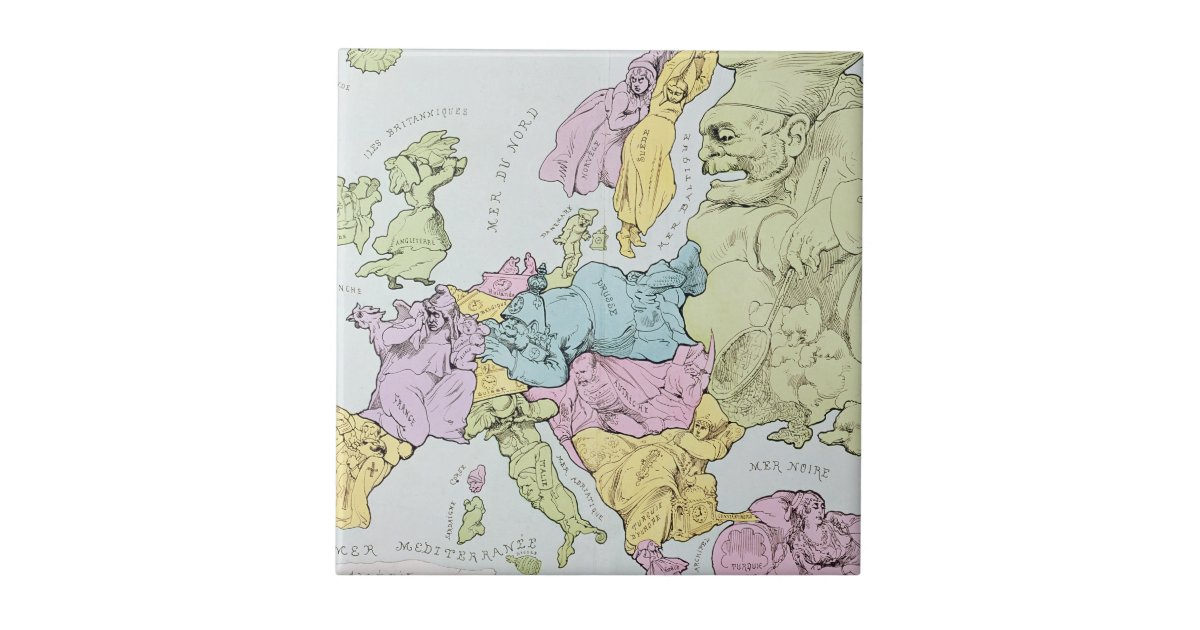 Satirical Map of Europe | 1871 Ceramic Tile | Zazzle