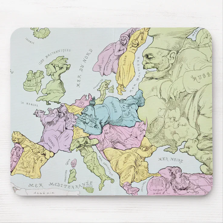 Satirical Map of Europe | 1871 Mouse Pad | Zazzle