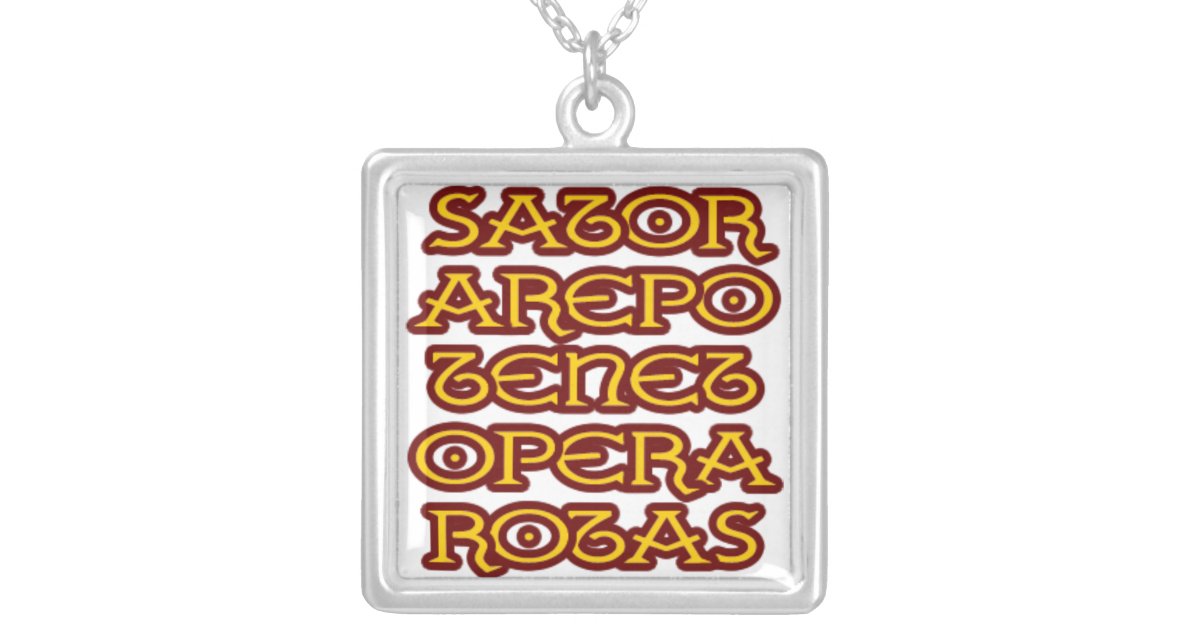 sator square silver plated necklace | Zazzle