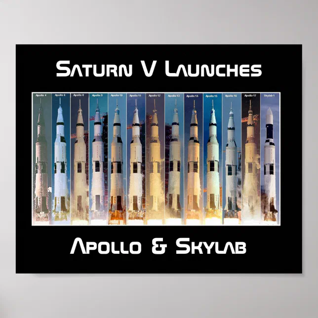 Saturn V Moon Rocket Launches Poster | Zazzle