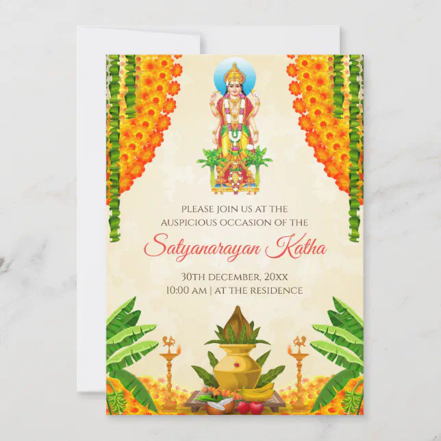 Satyanarayan pooja digital invitations | Zazzle