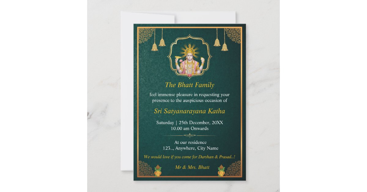 Satyanarayan Swamy Katha Invitation Card | Zazzle