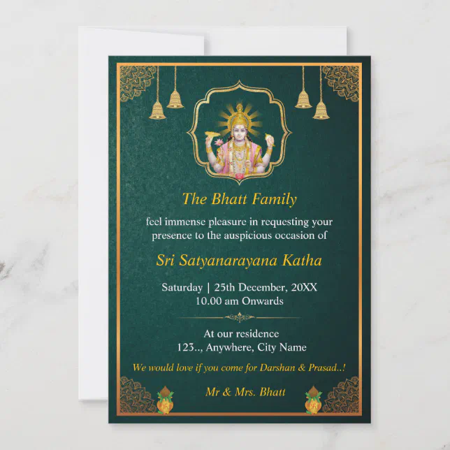 Satyanarayan Swamy Katha Invitation Card | Zazzle