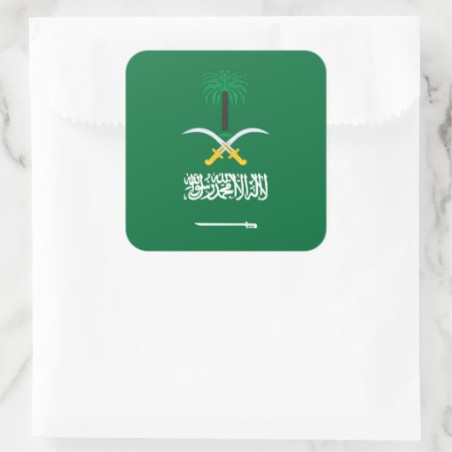 Saudi Arabian Flag & Emblem, Flag of Saudi Arabia Square Sticker | Zazzle
