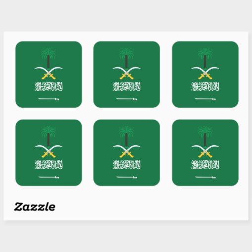 Saudi Arabian Flag & Emblem, Flag of Saudi Arabia Square Sticker | Zazzle