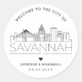 Savannah City Skyline | Wedding Welcome Classic Round Sticker | Zazzle