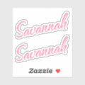 Savannah Decorative Name in Pink x2 Sticker | Zazzle