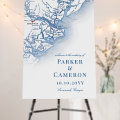 Savannah GA Map Navy Blue Wedding Welcome Sign | Zazzle