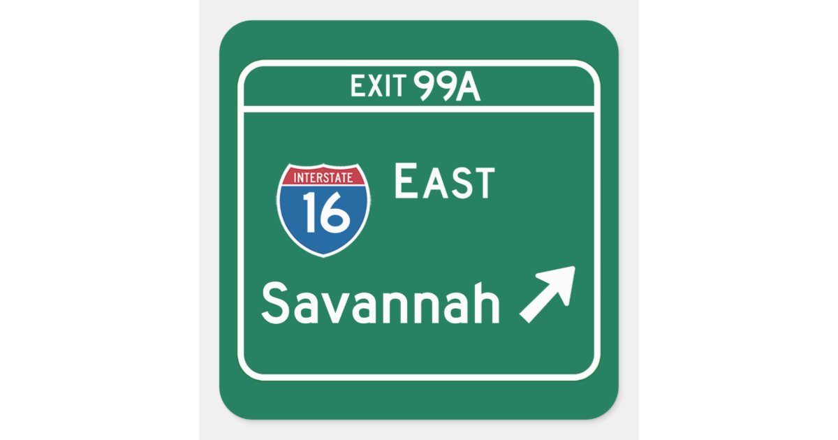 Savannah, GA Road Sign Square Sticker | Zazzle