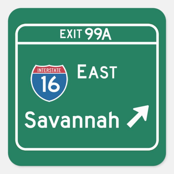 Savannah, GA Road Sign Square Sticker | Zazzle.com