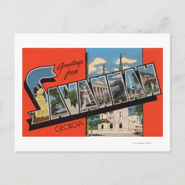Savannah, Georgia - Large Letter Scenes 2 Postcard | Zazzle
