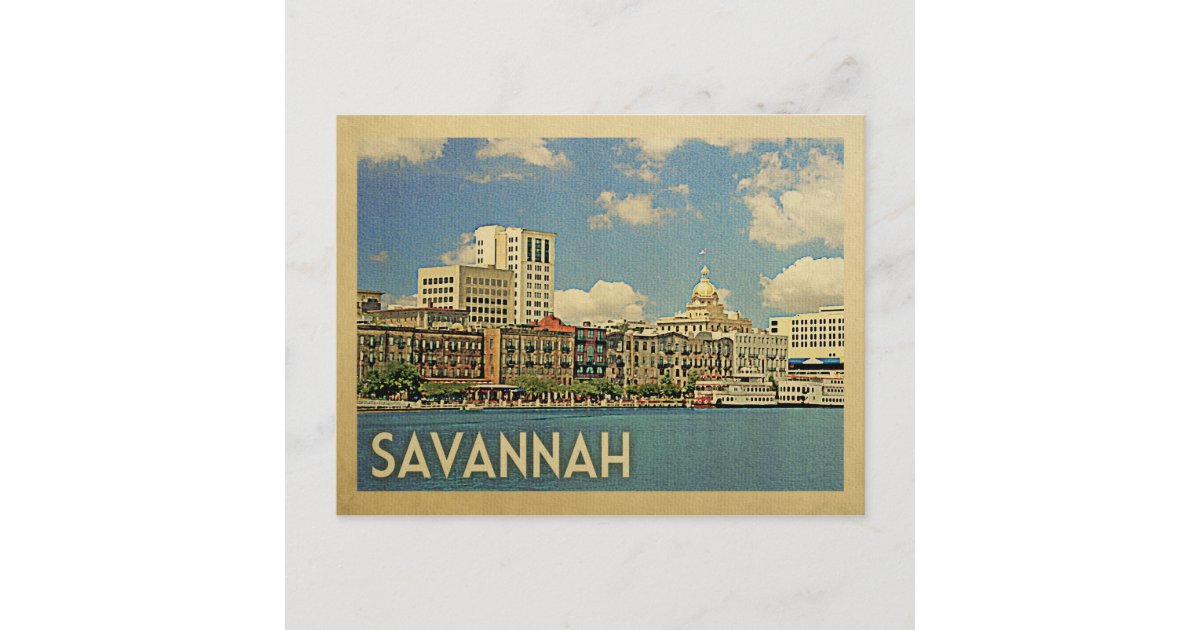 Savannah Georgia Postcard Vintage Travel | Zazzle