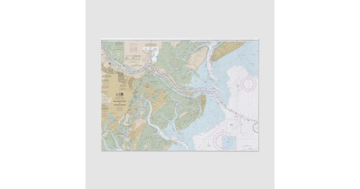 Savannah River and Wassaw Sound Chart Version 2 Tissue Paper | Zazzle