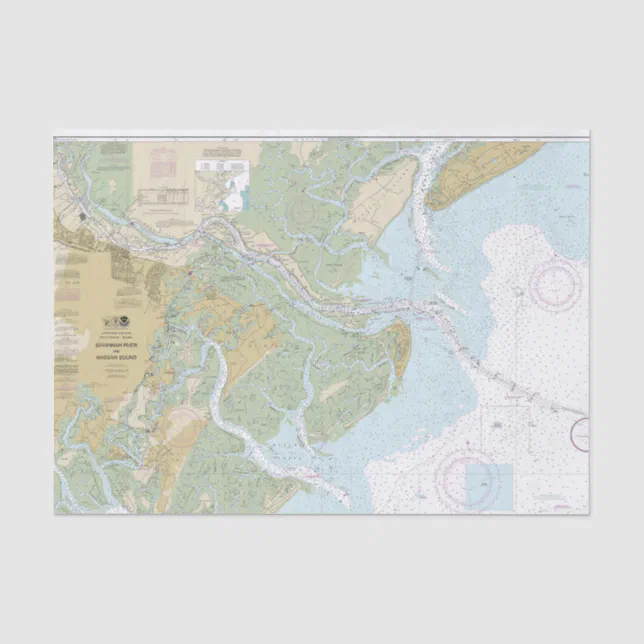 Savannah River and Wassaw Sound Chart Version 2 Tissue Paper | Zazzle