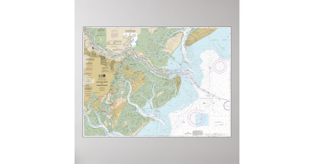 Savannah River and Wassaw Sound Nautical Chart | Zazzle