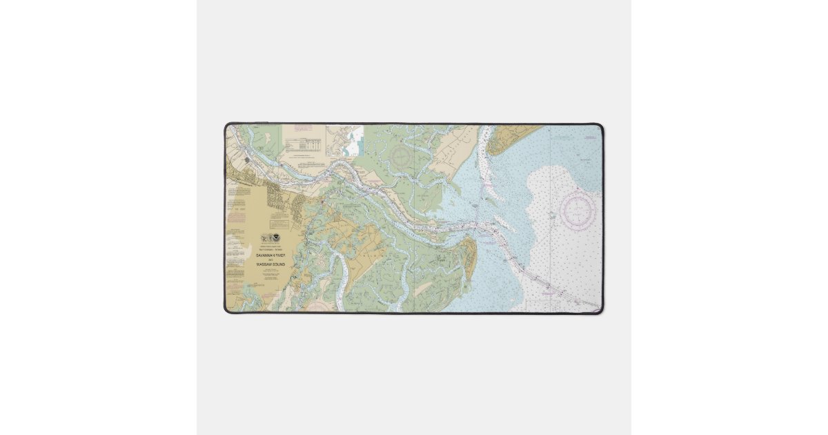Savannah River and Wassaw Sound Nautical Chart Desk Mat | Zazzle