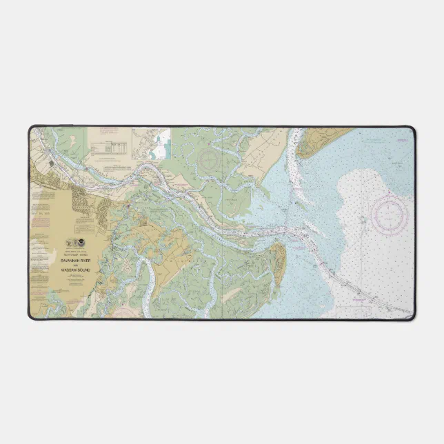 Savannah River and Wassaw Sound Nautical Chart Desk Mat | Zazzle