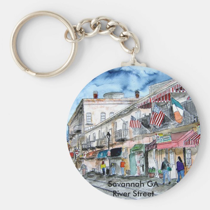 savannah river street georgia ga bars restaurants keychain | Zazzle.com