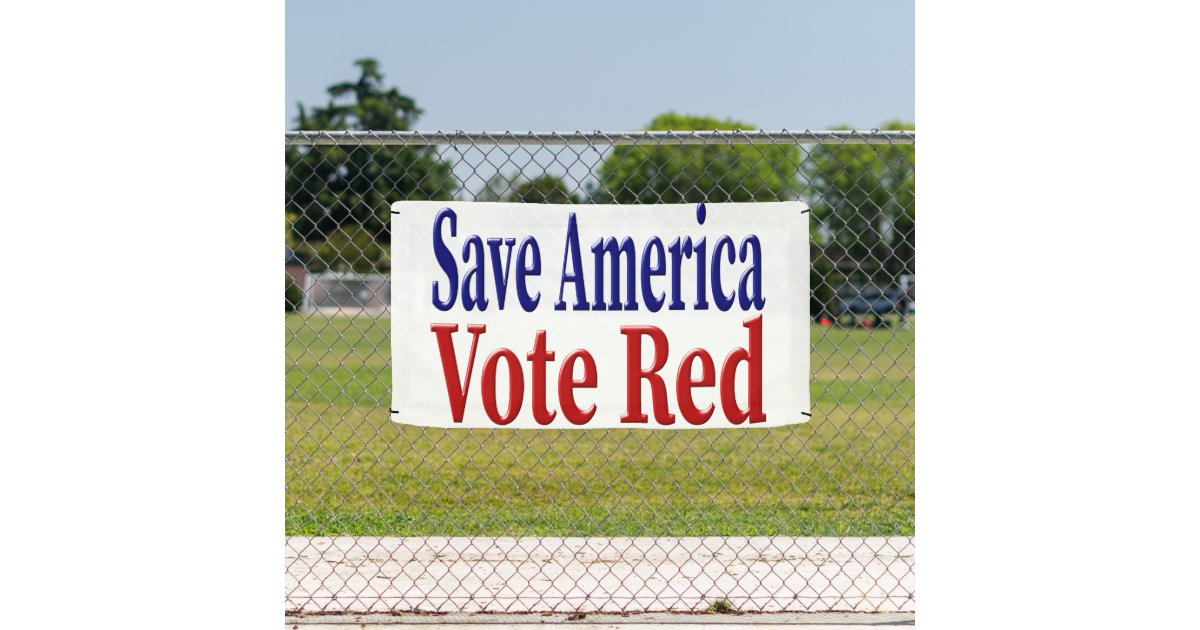Save America Vote Red with red blue text Banner | Zazzle