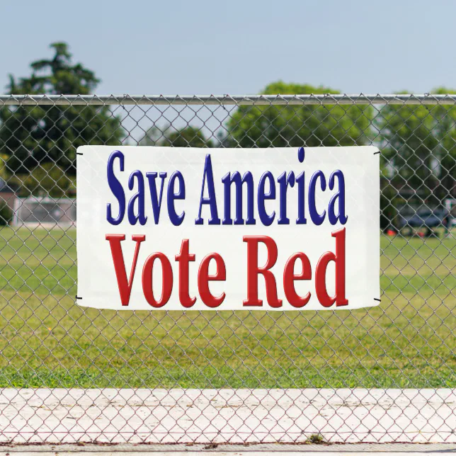 Save America Vote Red with red blue text Banner | Zazzle