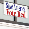 Save America Vote Red with red blue text Banner | Zazzle