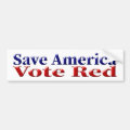 Save America Vote Red with red blue text Bumper Sticker | Zazzle