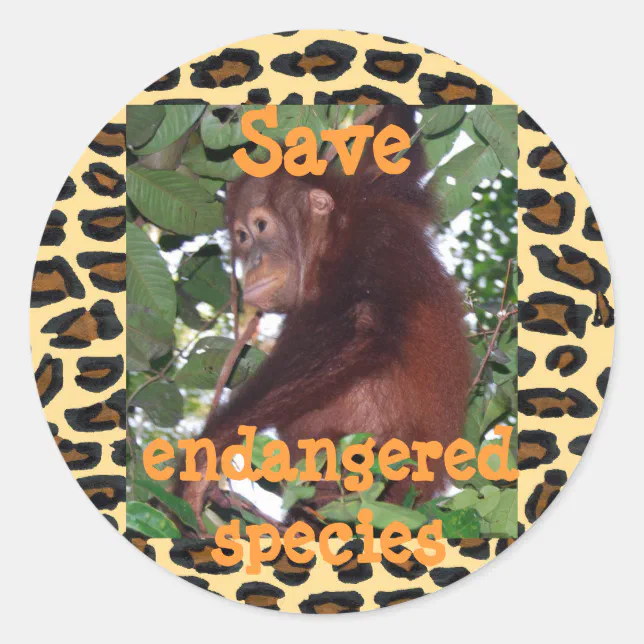 Save Endangered Species Wildlife Classic Round Sticker | Zazzle