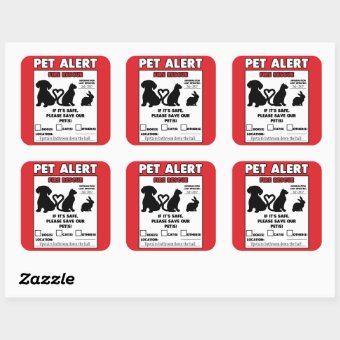 Save my Pet Fire Pet Alert 3" Sticker Sheet of 6 | Zazzle