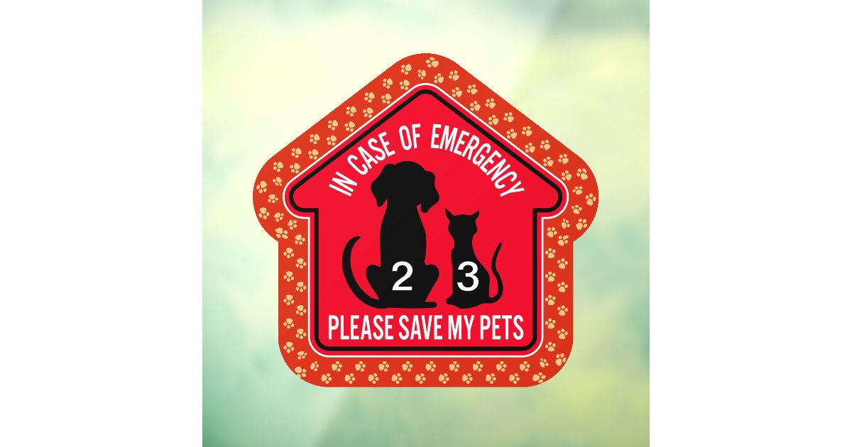 Save My Pet Safety Alert Custom First Responder Window Cling | Zazzle