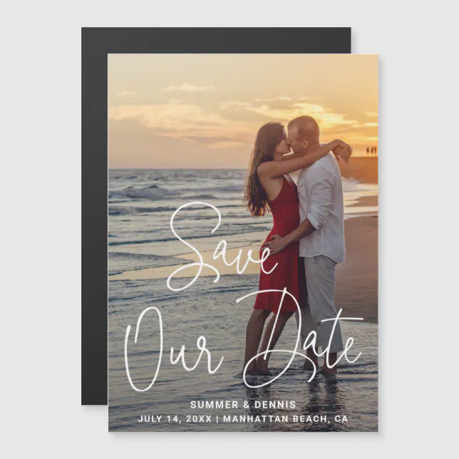 Save Our Date Elegant Script Photo Save the Date Magnetic Invitation ...