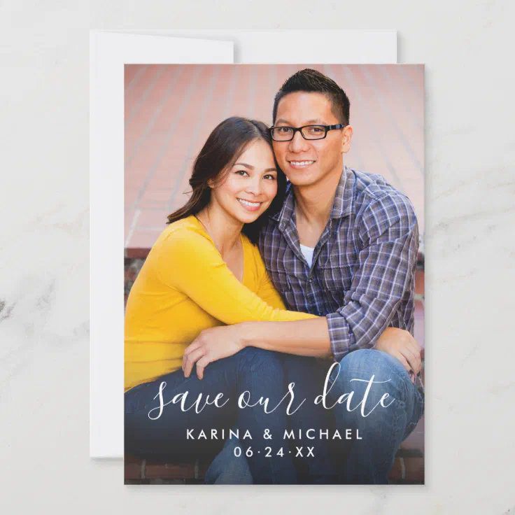 Save Our Date Modern Handwritten Script Photo Save The Date | Zazzle
