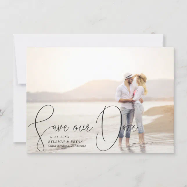 Save Our Date Refined Lines Smooth Pen Script Invitation | Zazzle