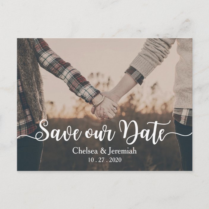 Save Our Date White Script Postcard | Zazzle.com