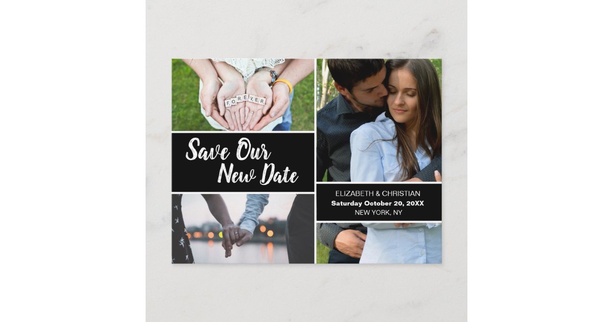 Save Our New date Photos Wedding Editable Postcard | Zazzle
