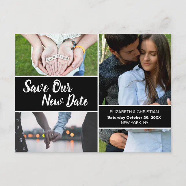 Save Our New date Photos Wedding Editable Postcard | Zazzle