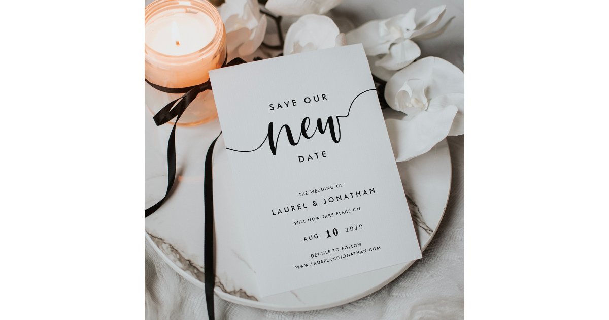 Save Our New Date Wedding Postponement Save The Date | Zazzle