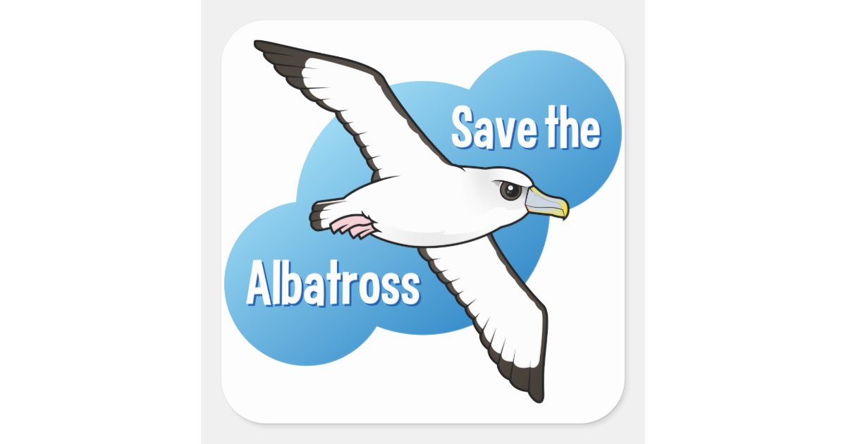 Save the Albatross (flight) Square Sticker | Zazzle