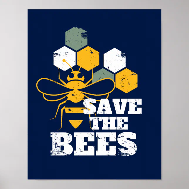 Save the Bees Vintage Retro Honey Beekeeper Poster | Zazzle