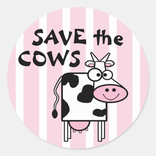 Save the Cows Animal Rights Classic Round Sticker | Zazzle.com